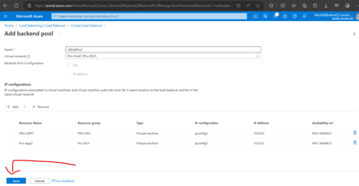 Azure Load Balancer Configuration - NG Cloud Security