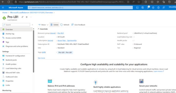 Azure Load Balancer Configuration - NG Cloud Security